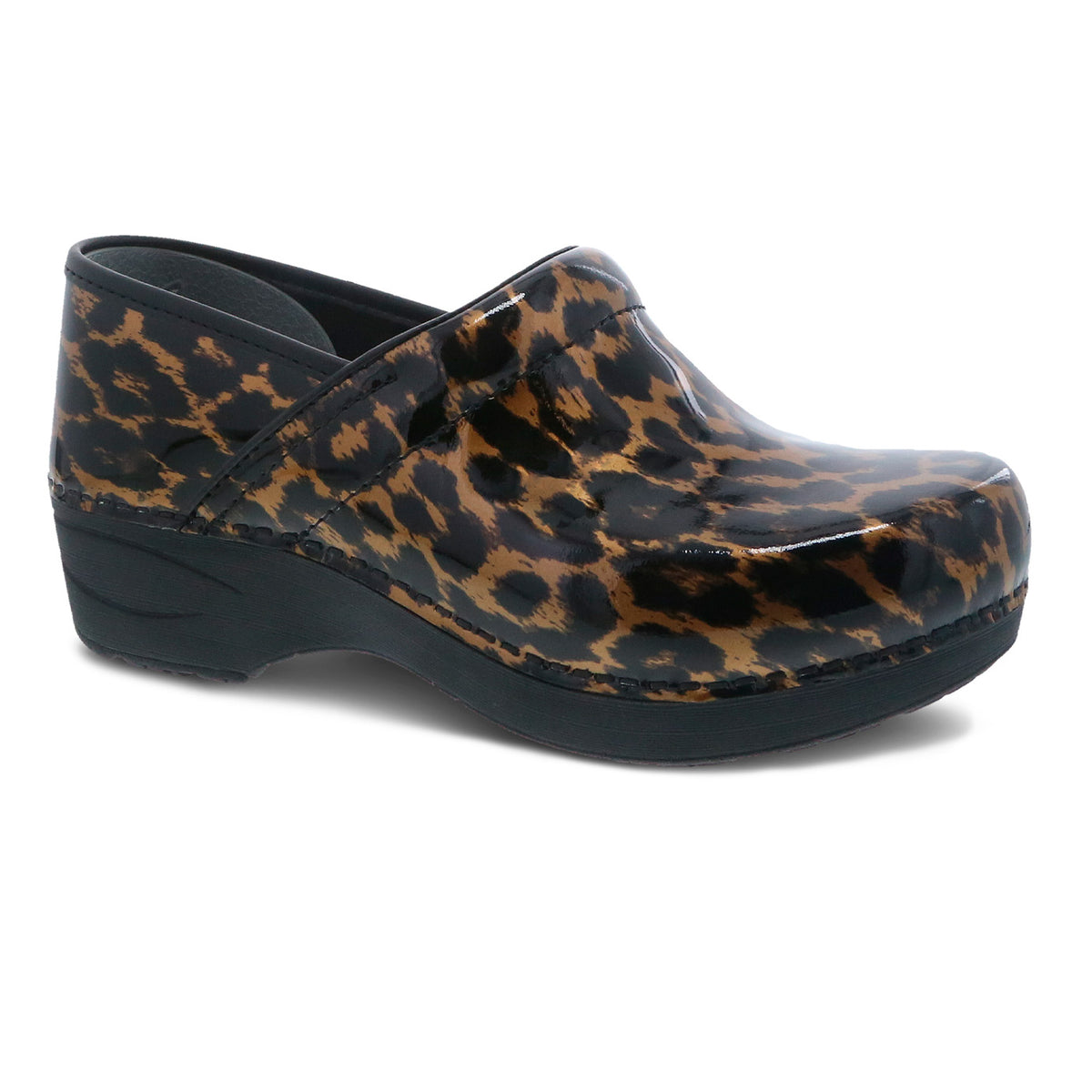 Dansko XP 2.0 Women's Brown Leopard Patent Stapled Clog – Alexander's ...
